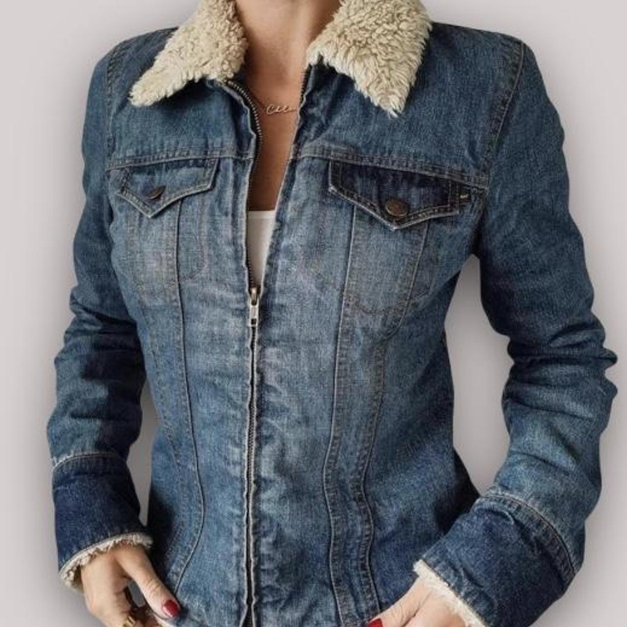 Abercrombie & Finch denim fur jacket Faux fur Fur... - Depop