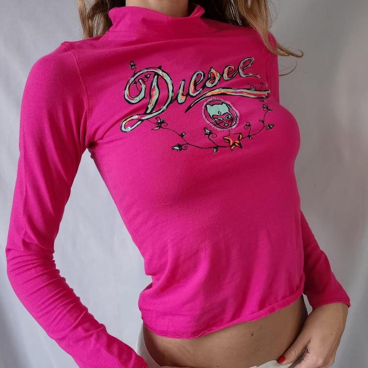 Vintage Pink Diesel polo neck long sleeve top💘 The... - Depop