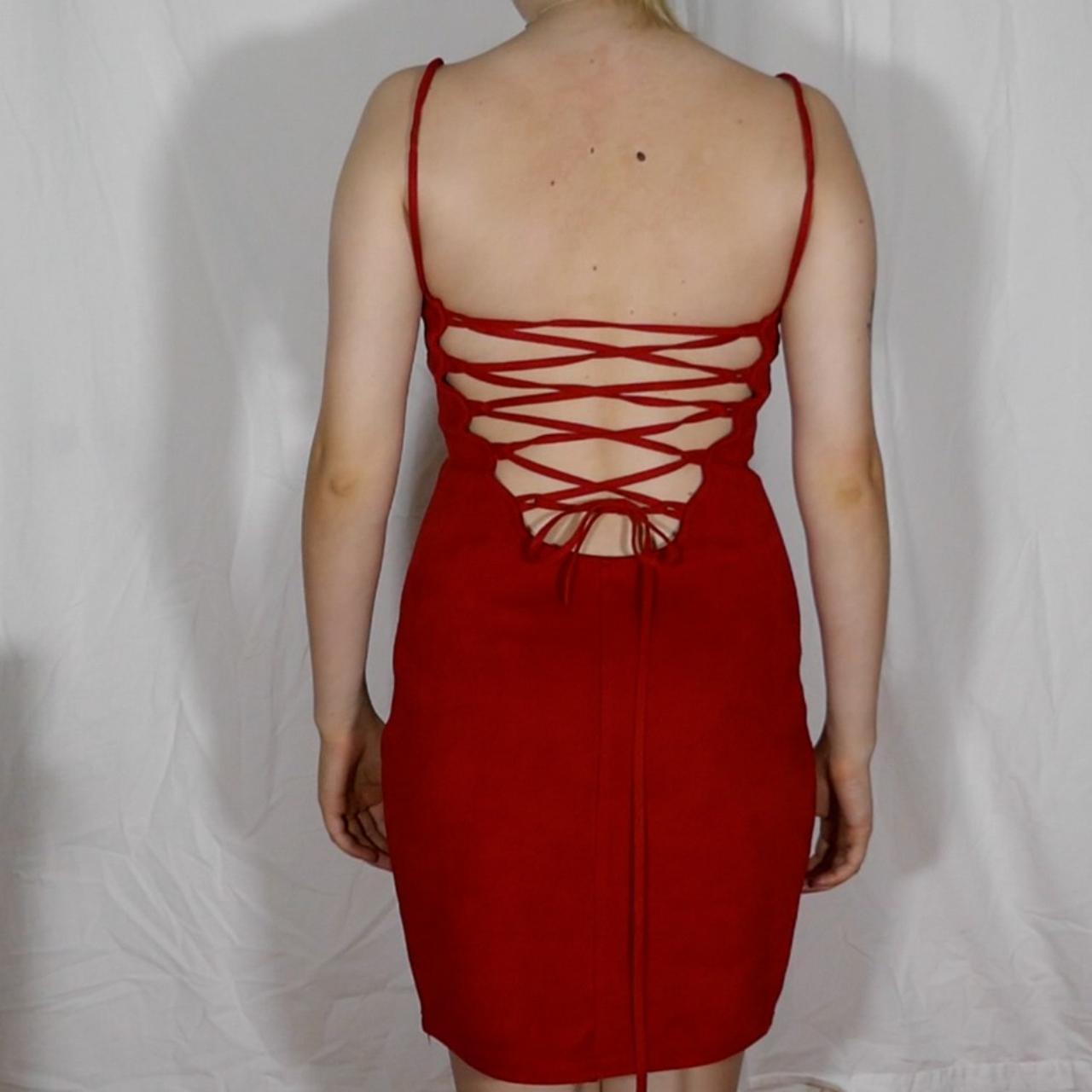 Gorgeous red bodycon dress with laced up back.... - Depop