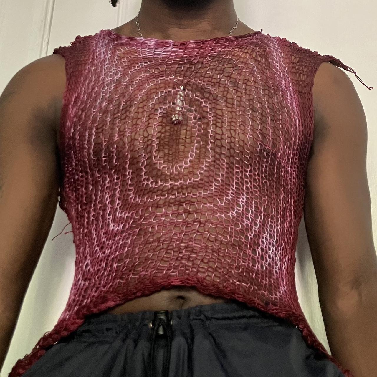 Wine swirl tank top Machine knitting Hand sewn... - Depop