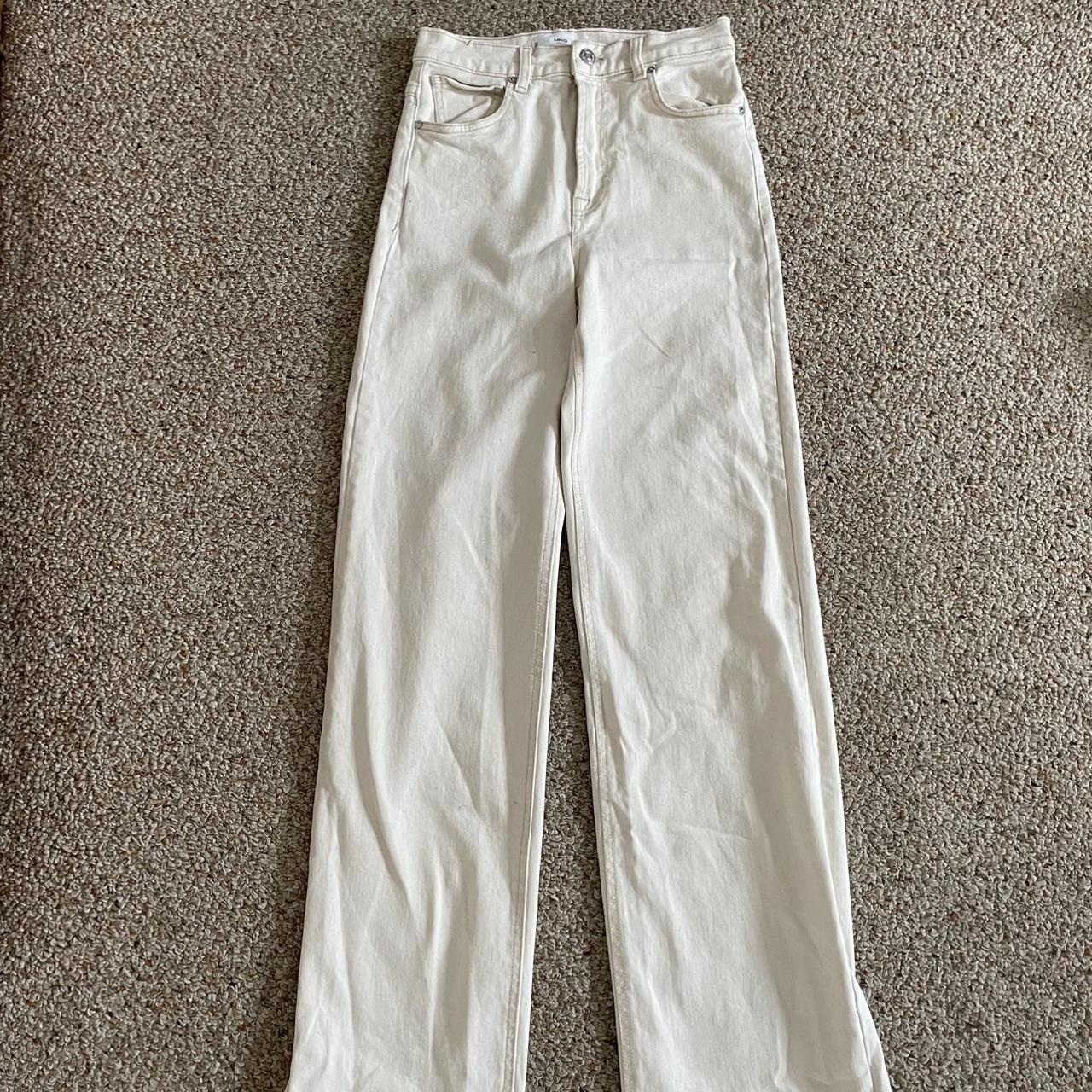 - high waisted white jeans - wide leg - front and... - Depop