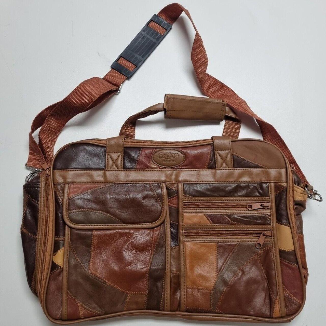 Cotton Traders patchwork leather brown medium bag... - Depop