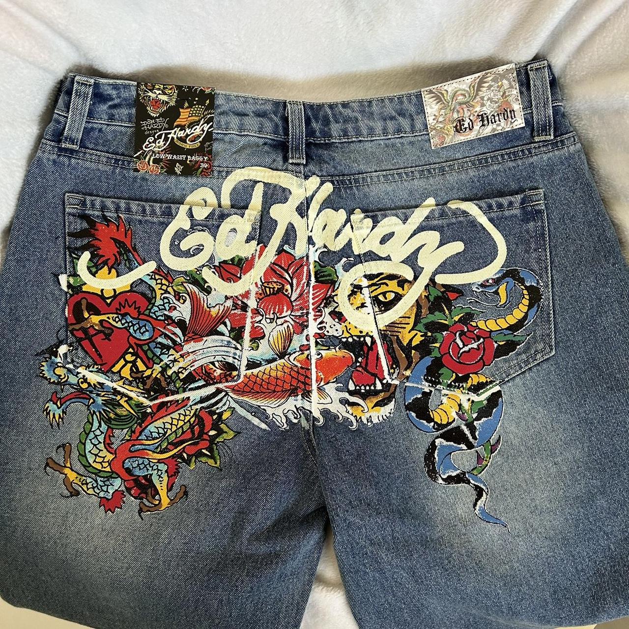 Ed hardy jeans in size 30 super cute! #edhardy #y2k... - Depop