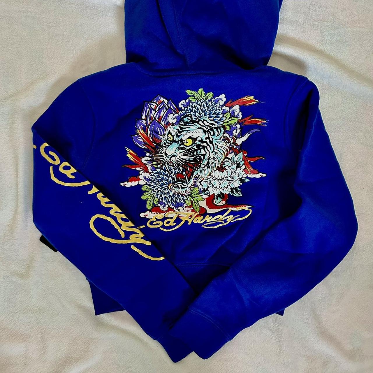 Ed Hardy blue jacket in size⚠️small⚠️ there is a... - Depop