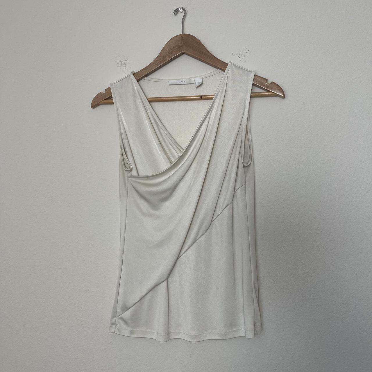 Boss by Hugo Boss White Sleeveless Shirt Made in... - Depop