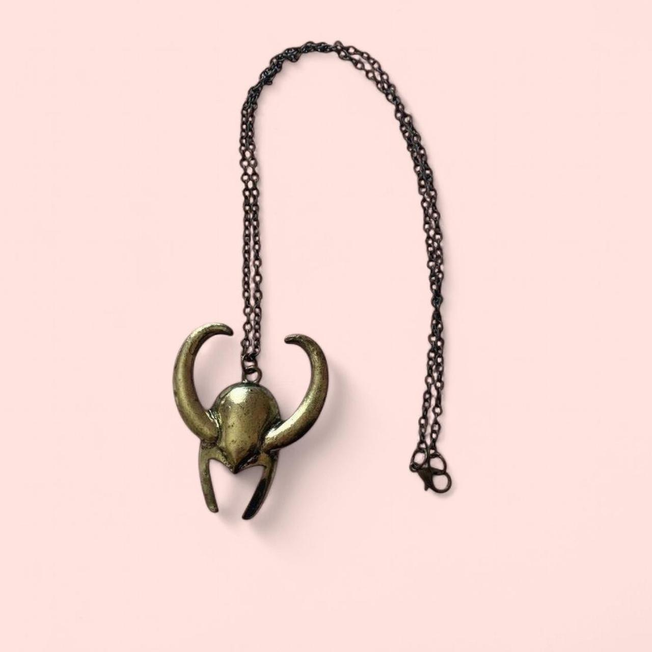 Loki Golden Horn Helmet Necklace 💚 Please message... | Depop