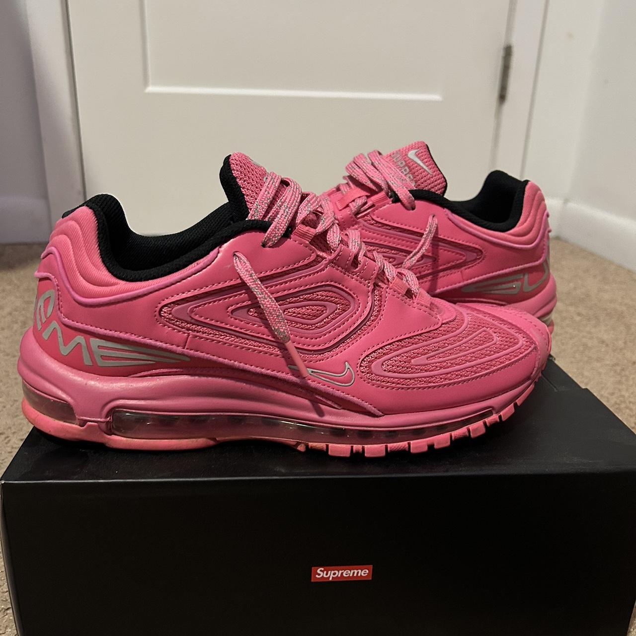 Bright pink supreme air max 98 very comfortable and... - Depop