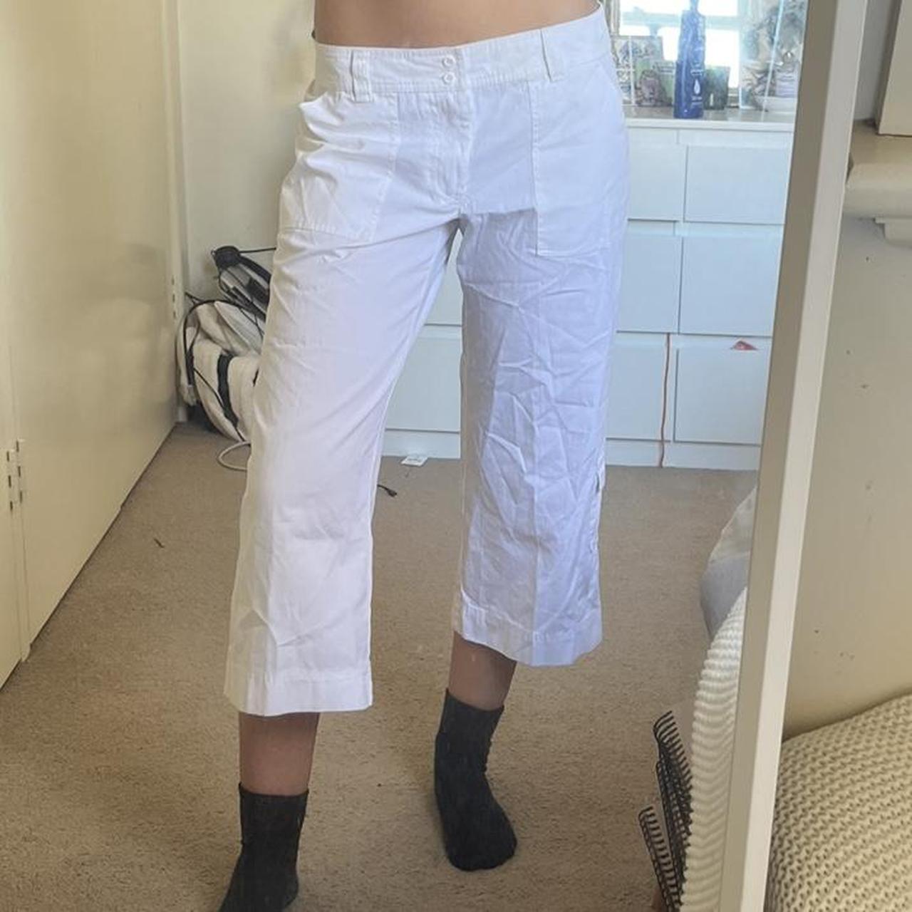White cargo 3/4 capris so beautiful. Best fit a size... - Depop