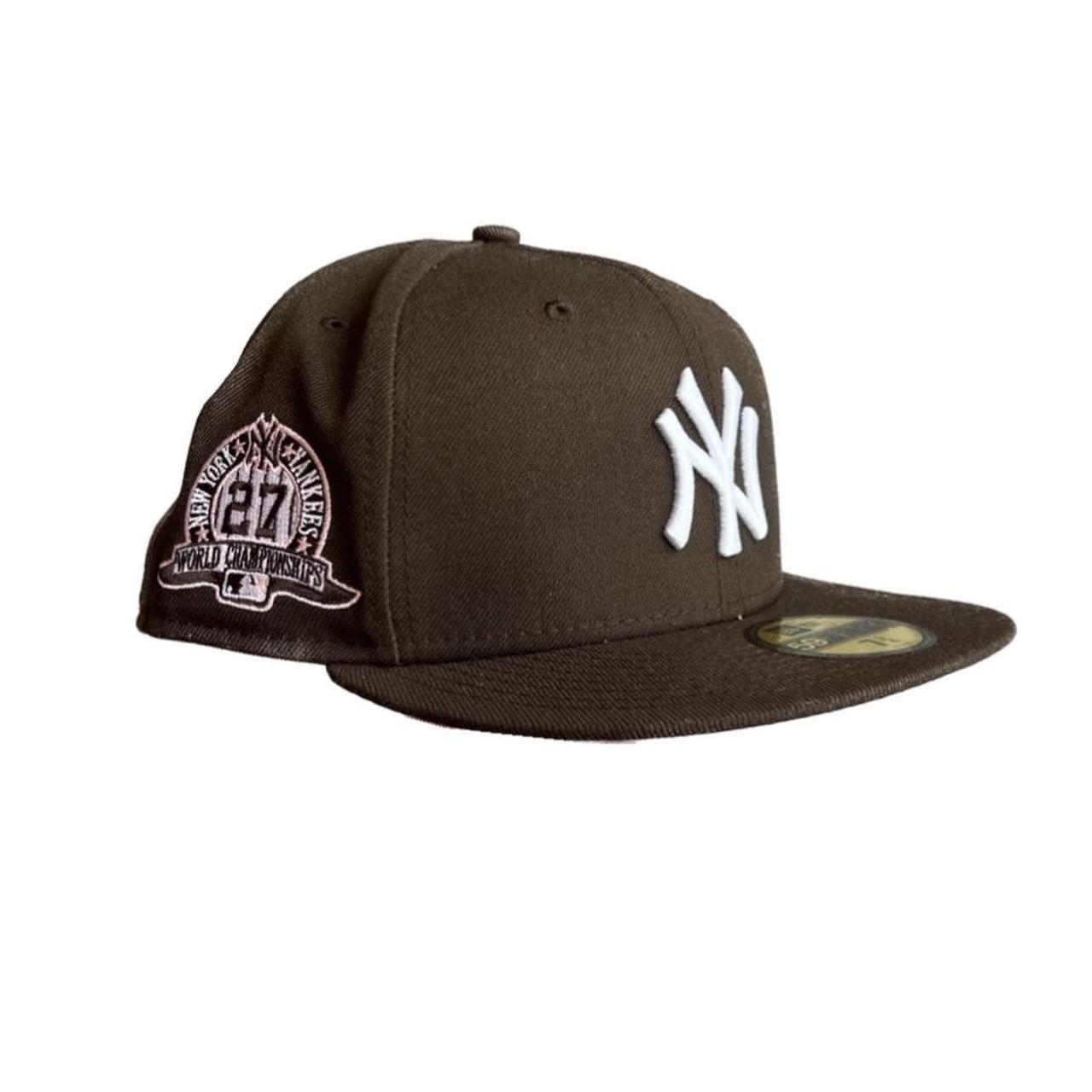 Brown New Era New York Yankees Fitted Cap with Pink... - Depop