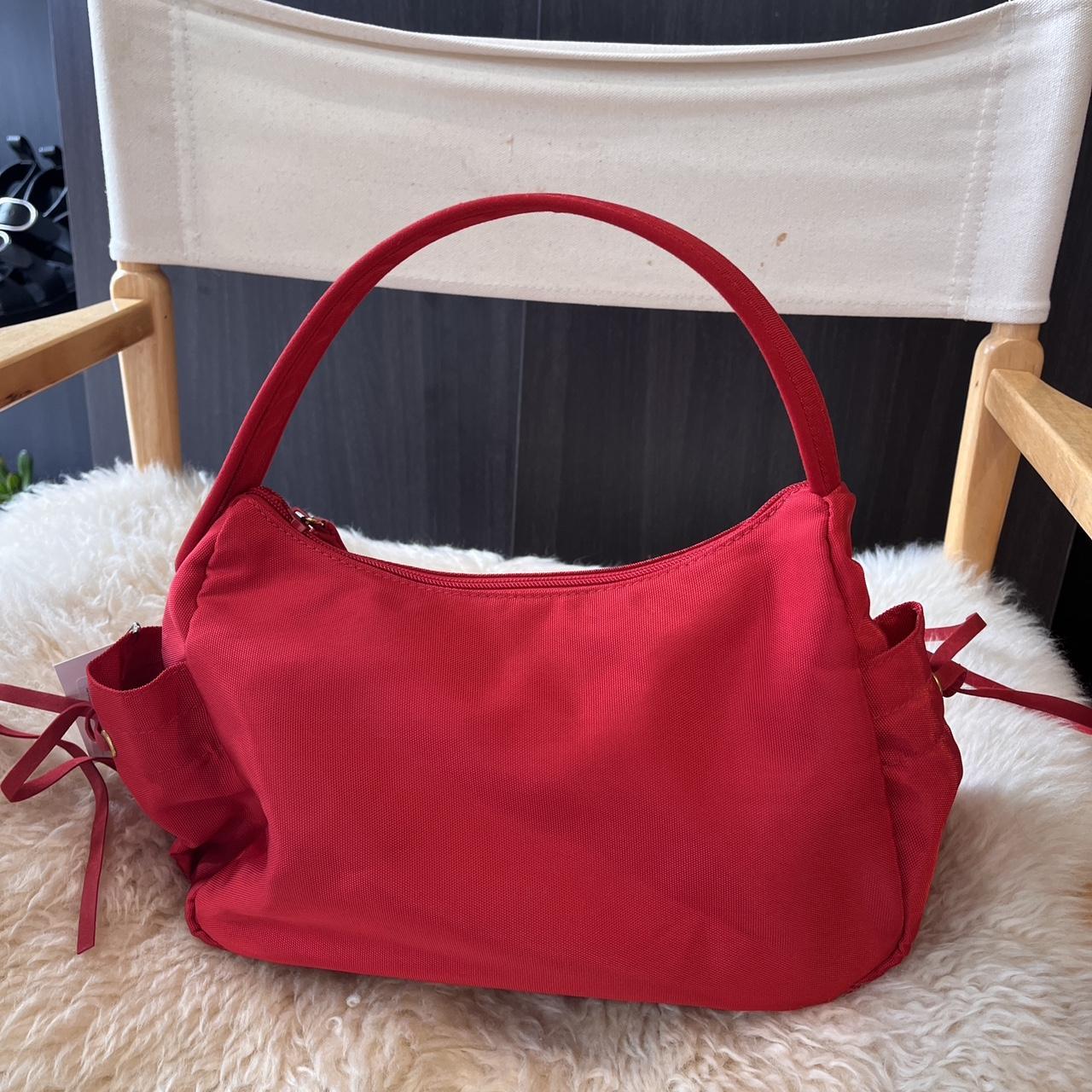 Vtg Clarins red nylon shoulder bag... - Depop