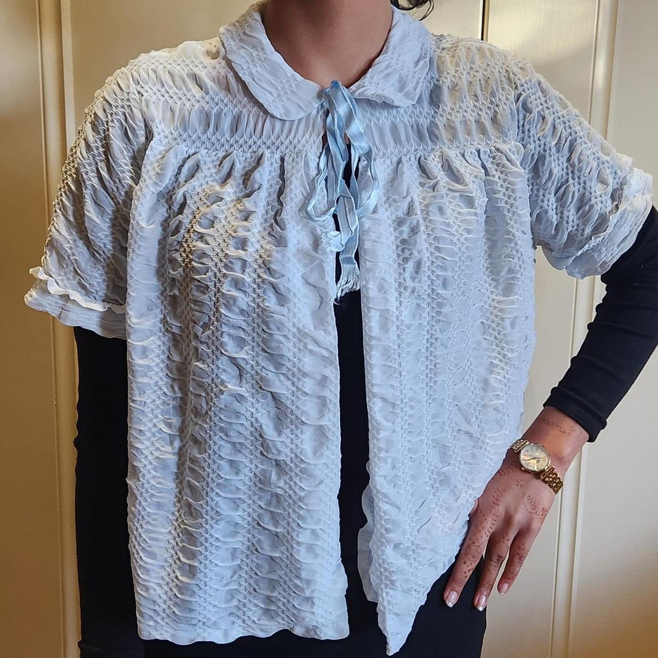 Vintage Ruched Baby Blue Bolero In perfect... - Depop