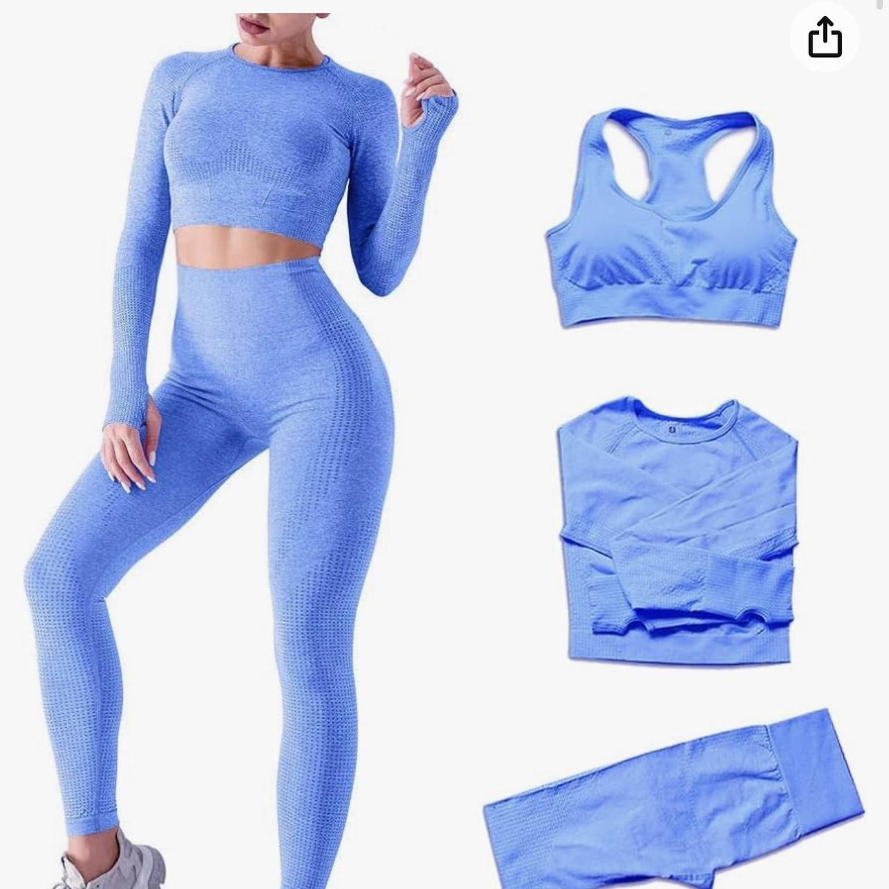 AMAZON BLUE GYM SET - size small - thumbholes - so... - Depop