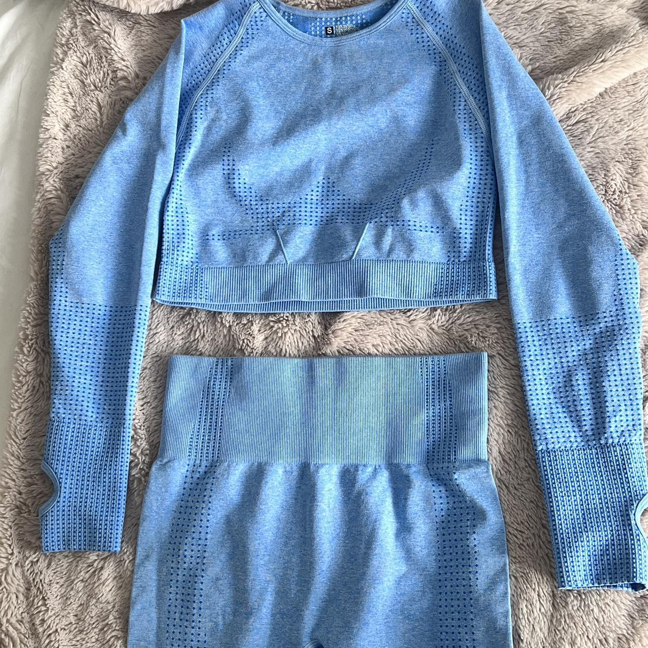 AMAZON BLUE GYM SET - size small - thumbholes - so... - Depop