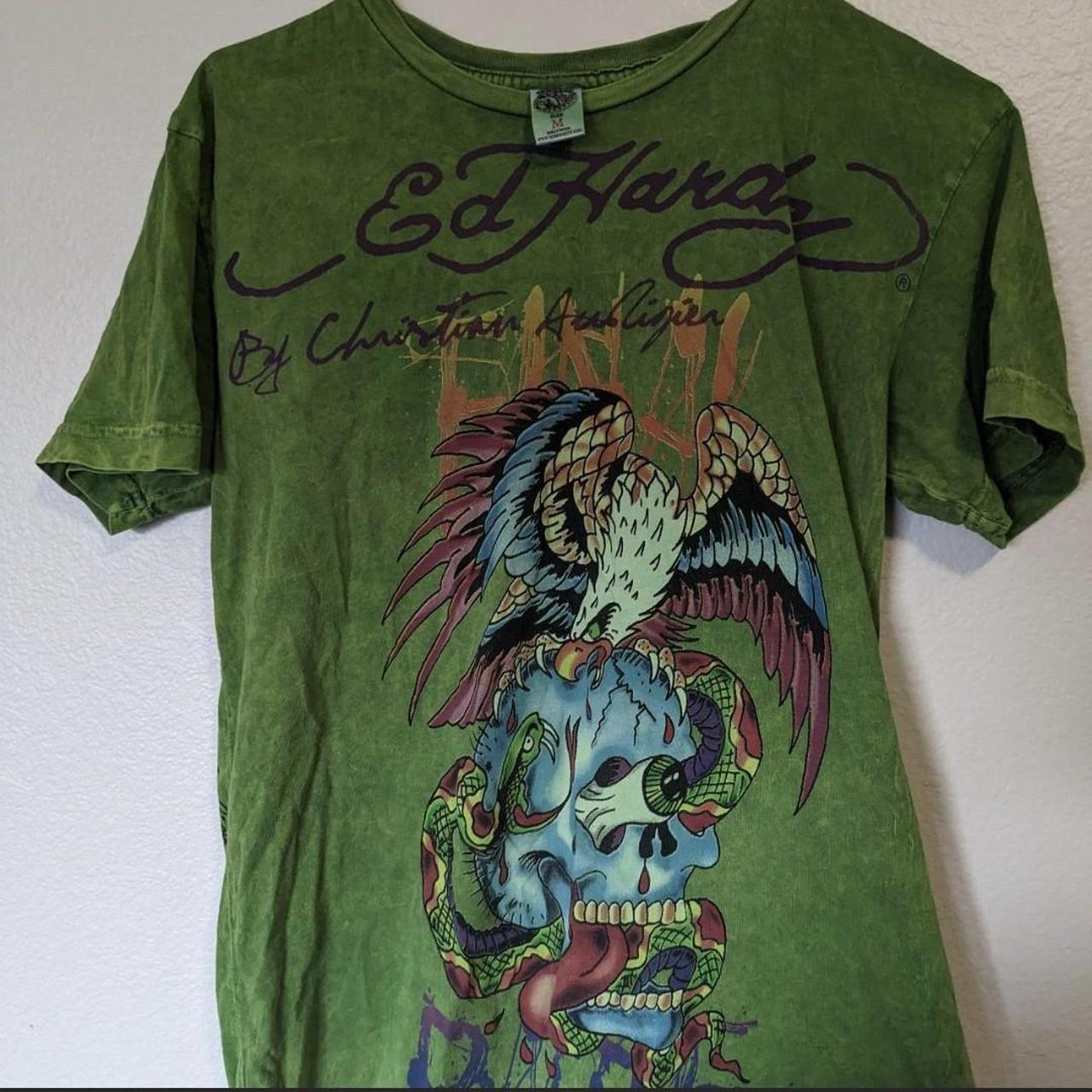 Green Ed Hardy Graphic Shirt Super sick Ed Hardy... - Depop
