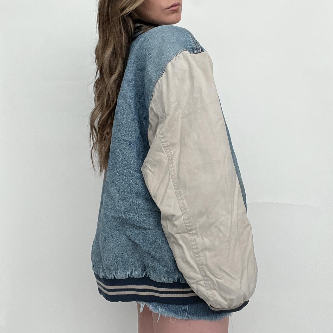 Basic Editions Women's Blue and Cream Jacket | Depop