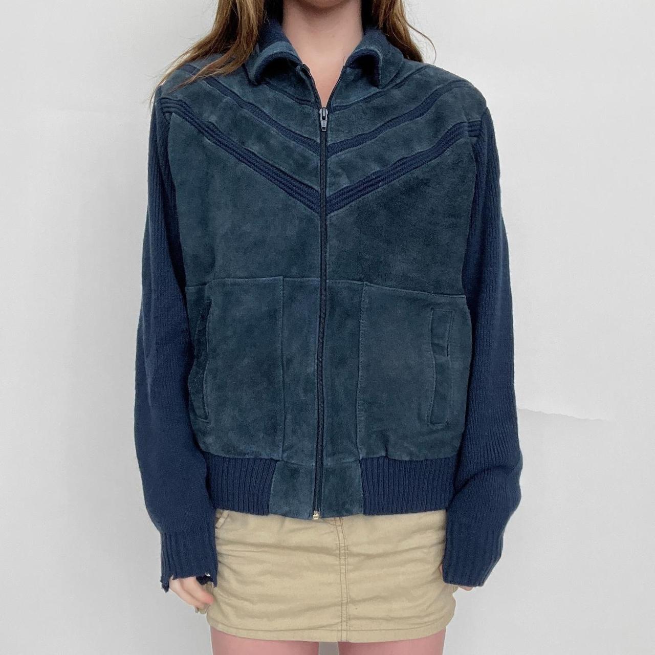 vintage knit suede patchwork bomber jacket ☆... - Depop