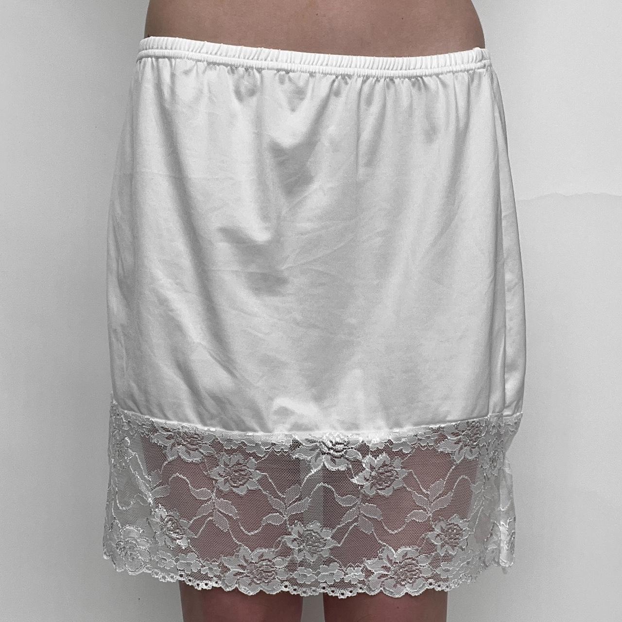 vintage white silk slip midi skirt vintage white... - Depop