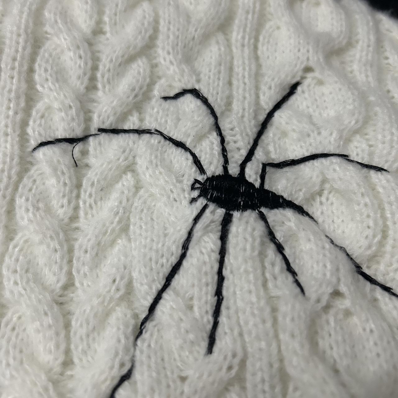 cream spider knit sweater size M no tags never... - Depop