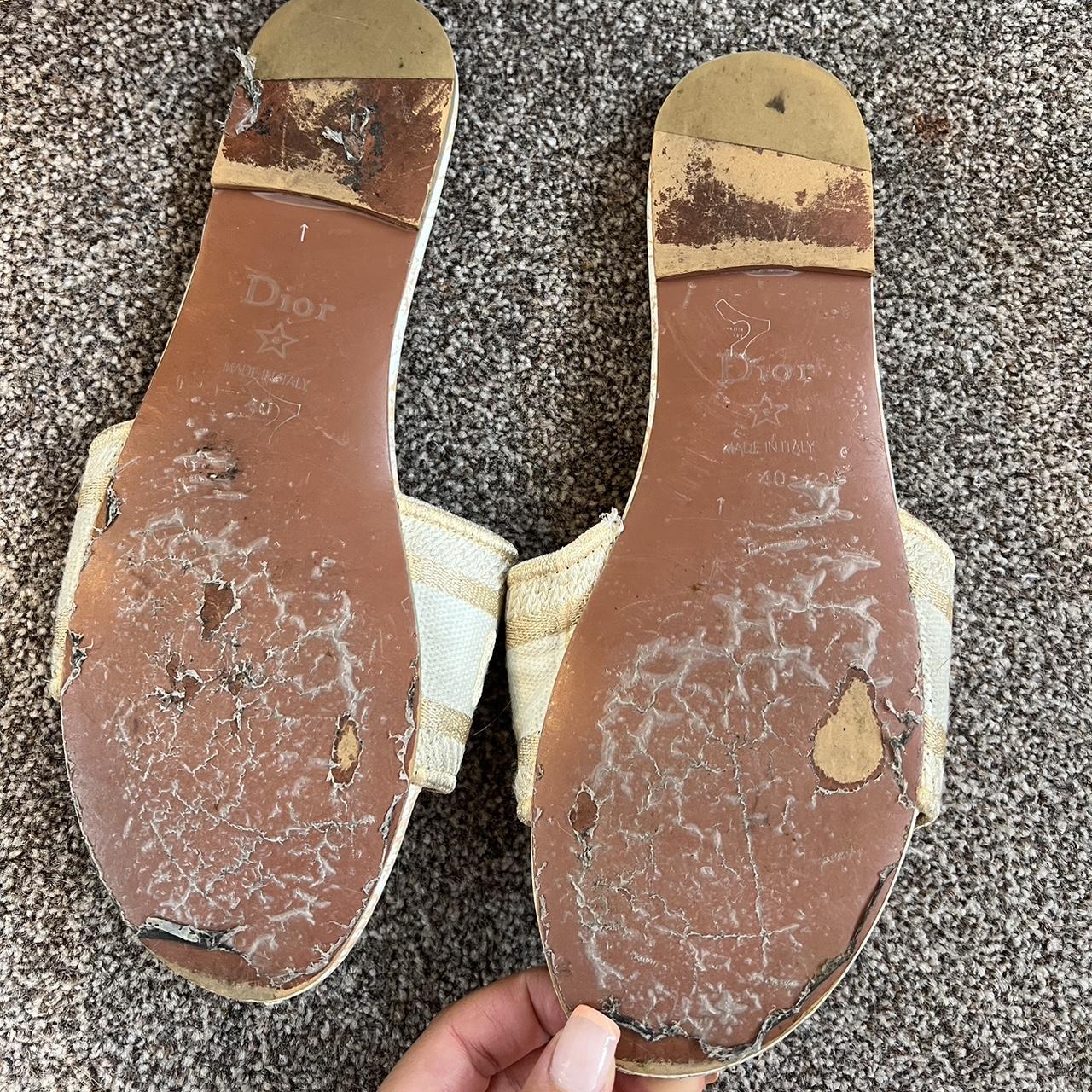 Gold slides sandals sliders Size 40 - means size 7... - Depop