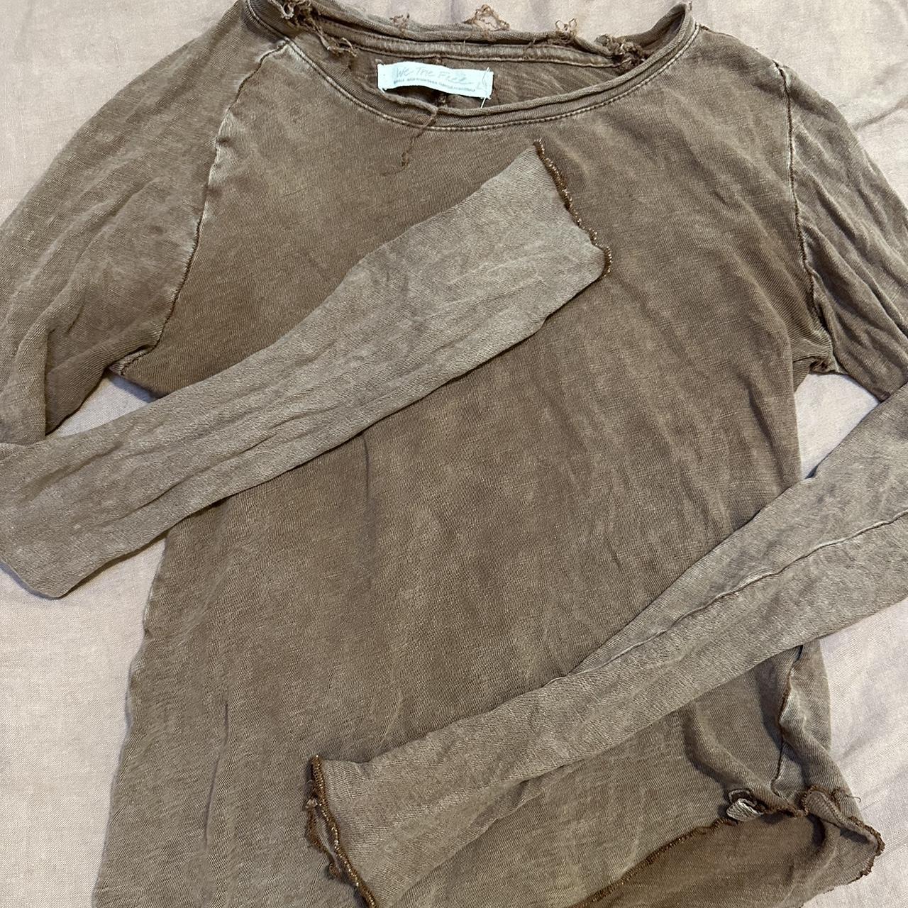 Free people distress long sleeve Lovely as a layer... - Depop