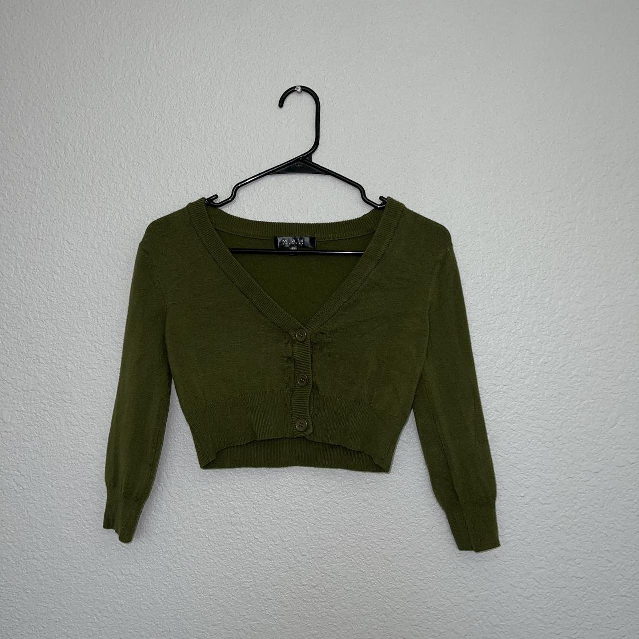 Cropped Green Cardigan - thrifted - half sleeve -... - Depop