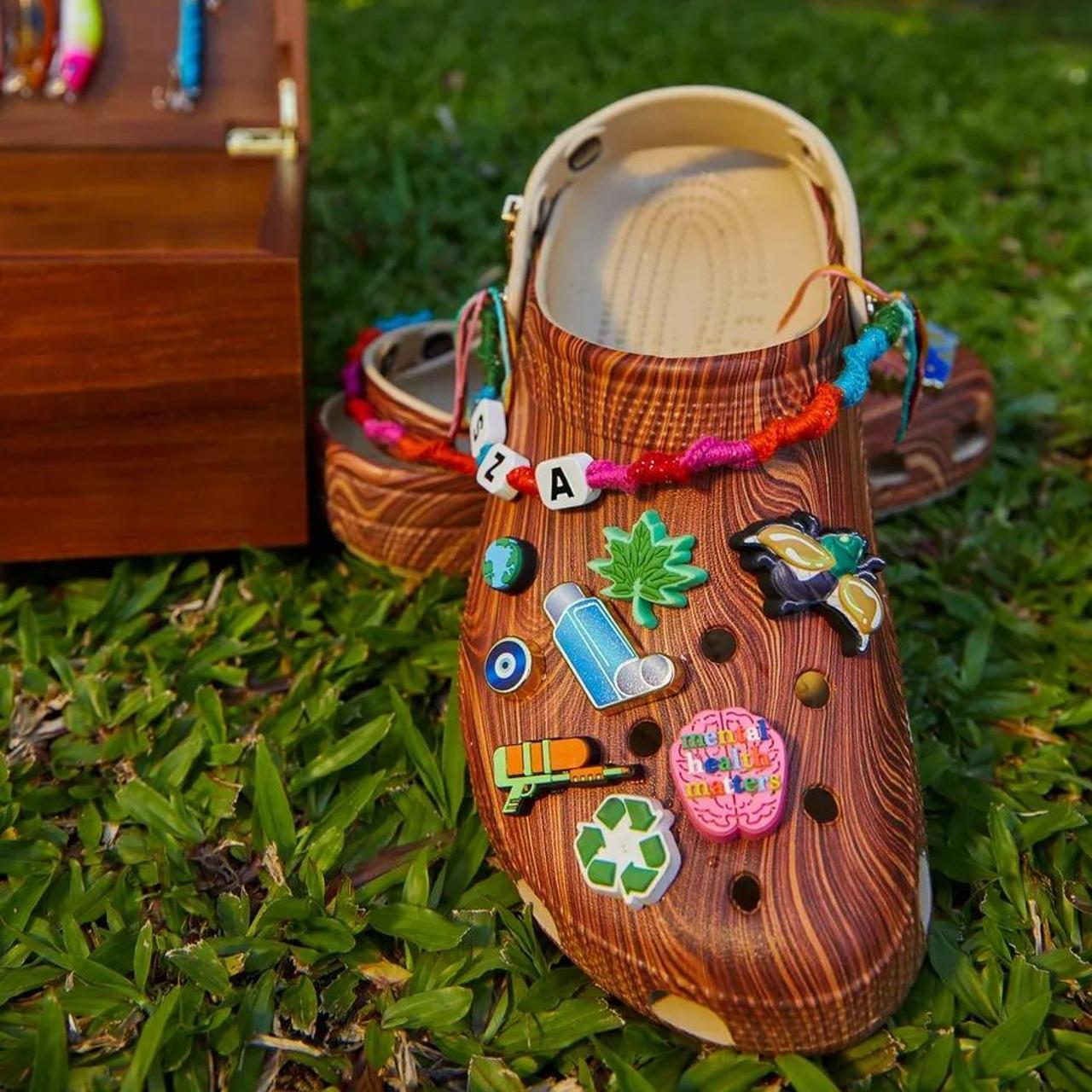 SZA Woodgrain Crocs- classic clogs Womens 7, men’s... - Depop