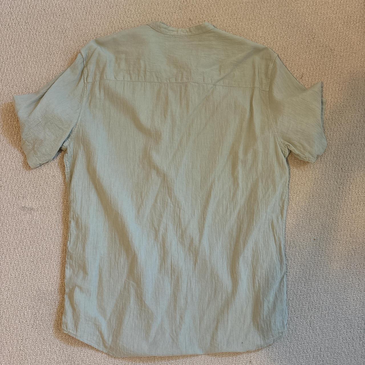 Zara light green linen button up shirt - never... - Depop