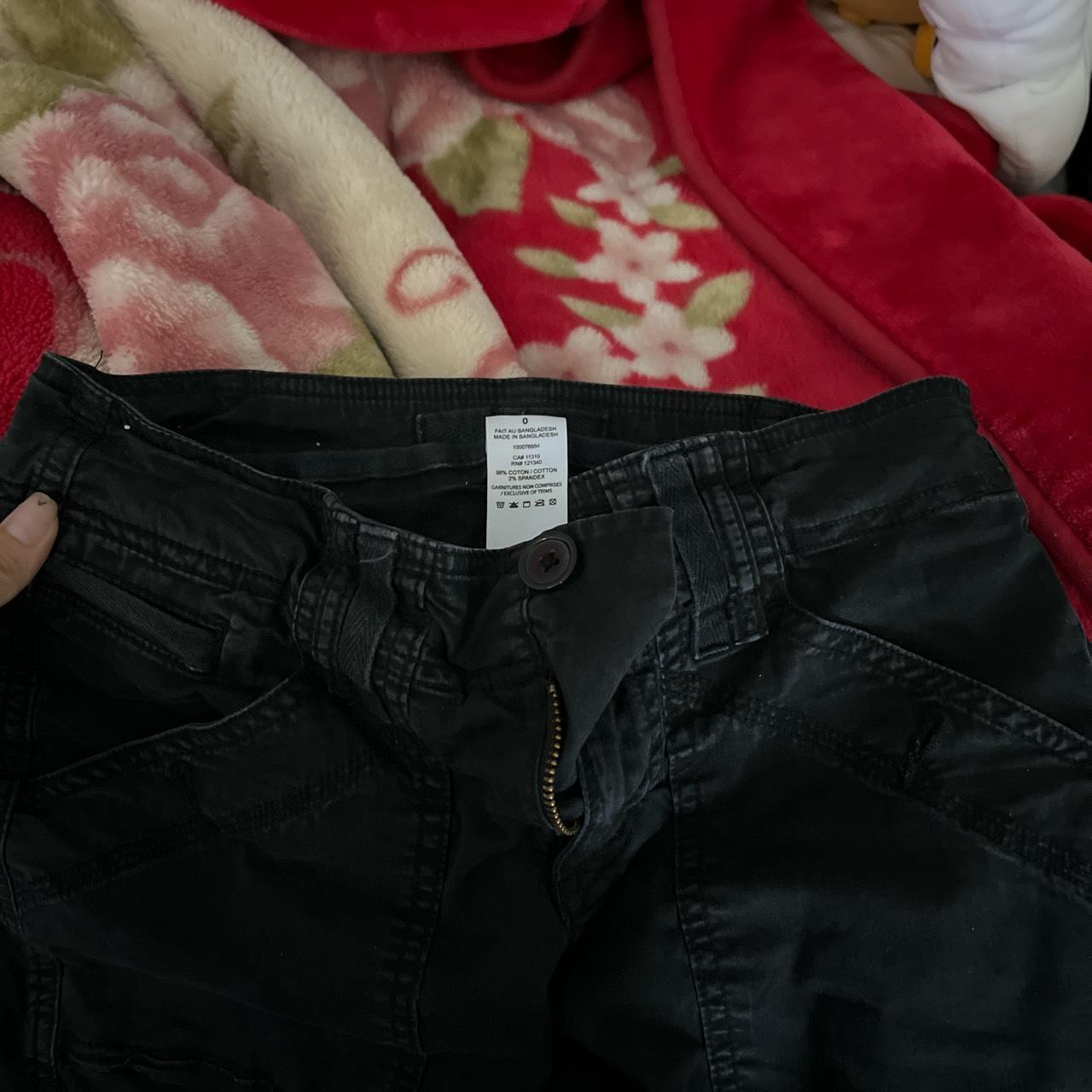 low rise black cargo pants. size 0 - Depop