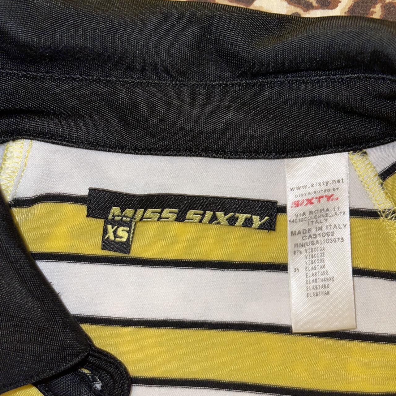 Miss sixty yellow and black stretchy collared button... - Depop