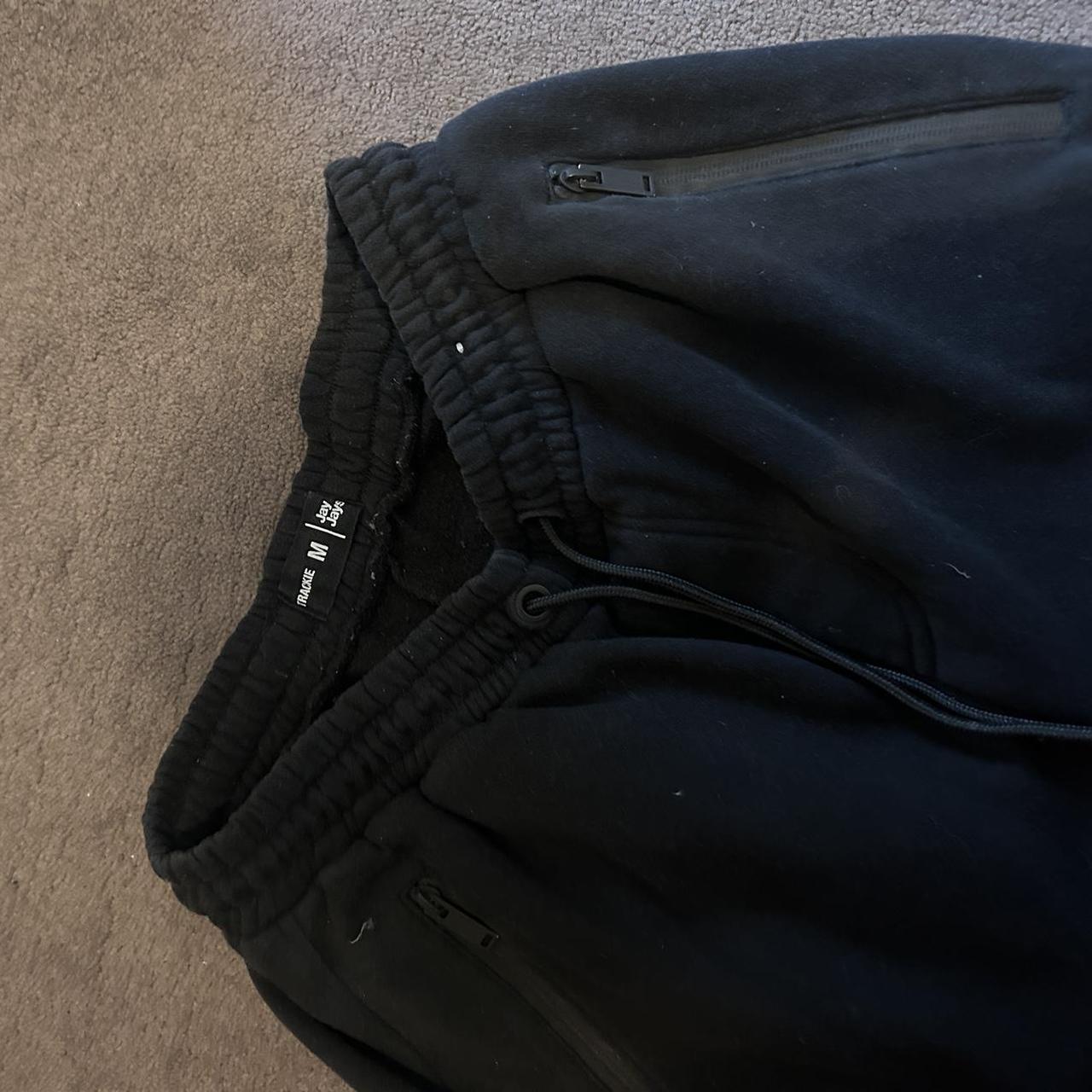 Size M jay jays black trackies with 2 zip up pockets... | Depop