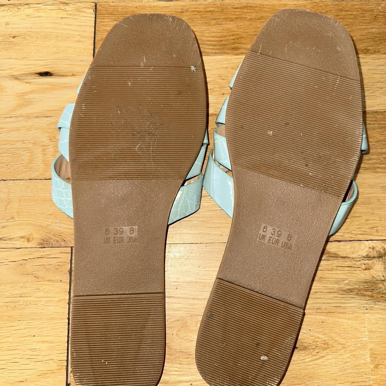 Primark mint green croc slip on cross over slides... - Depop