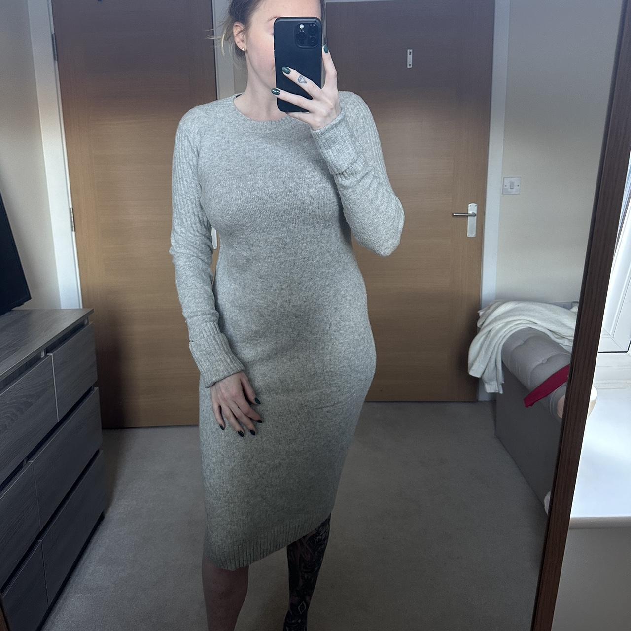 ASOS grey knit long sleeve jumper dress size 10 - Depop