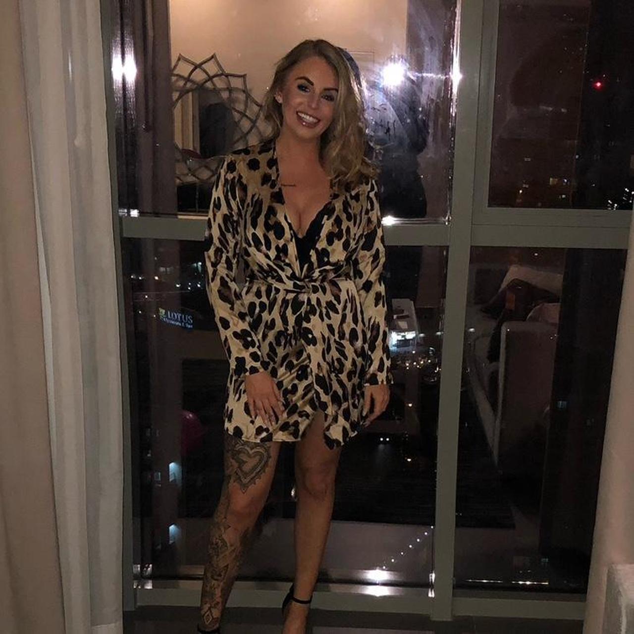 Missguided Satin Leopard Print Long Sleeve Wrap Depop