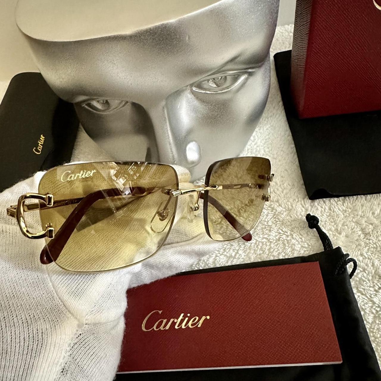 Wire Full-Rim Square Frame Glasses Cartier Brown... - Depop
