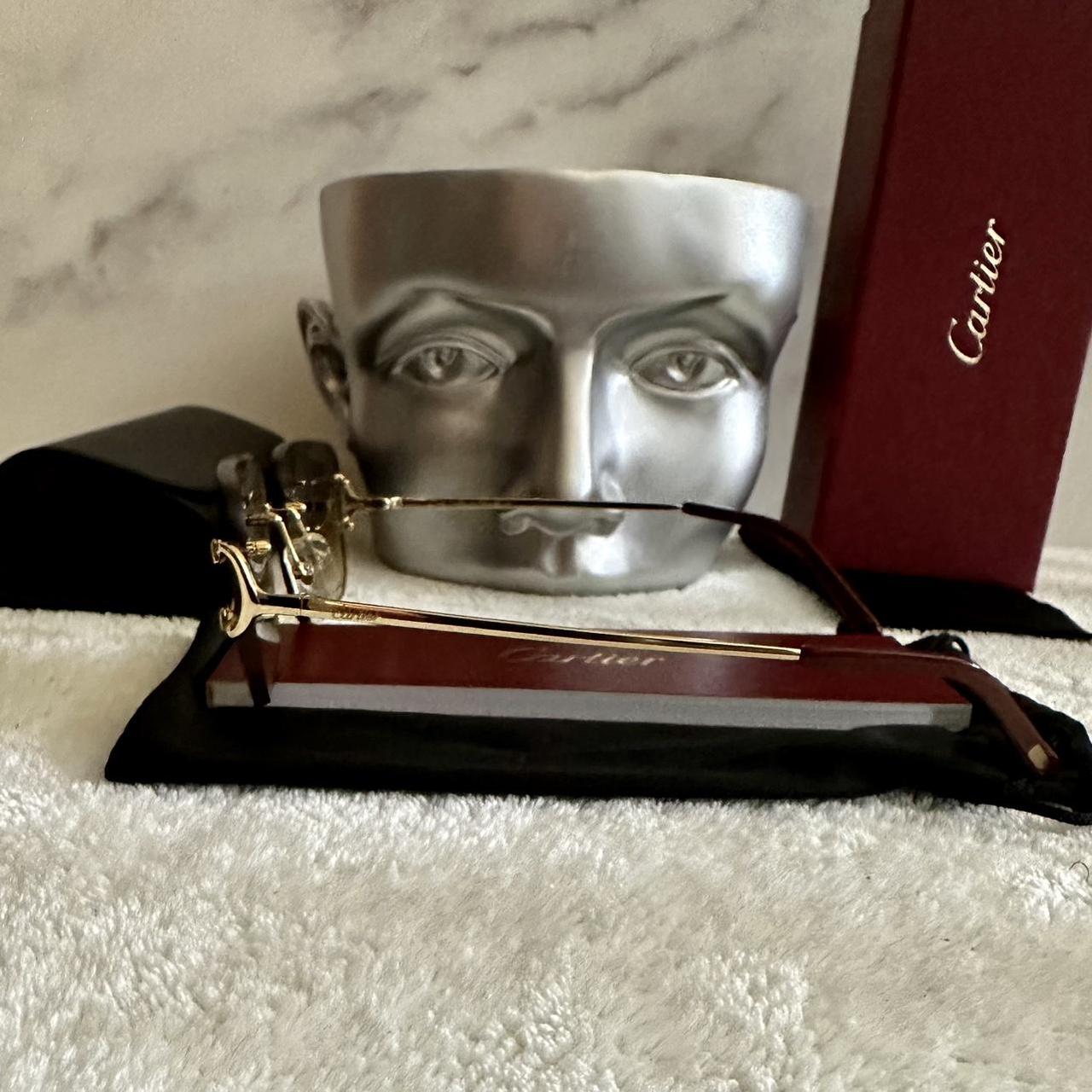 Wire Full-Rim Square Frame Glasses Cartier Brown... - Depop