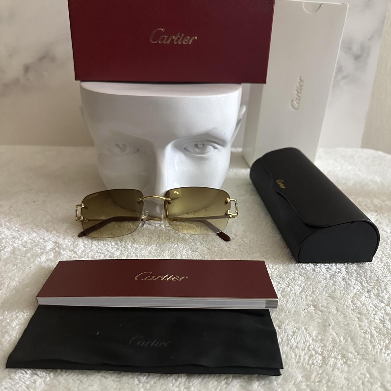 Wire Full-Rim Square Frame Glasses Cartier Brown... - Depop