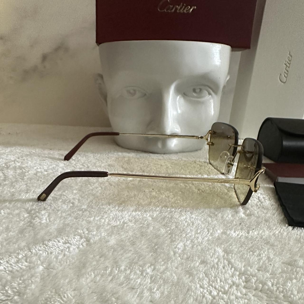 Wire Full-Rim Square Frame Glasses Cartier Brown... - Depop