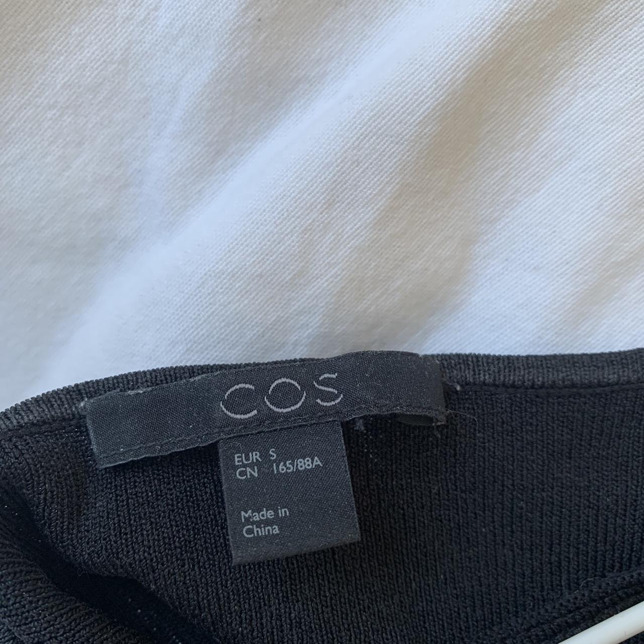 COS square neck spaghetti strap knit fitted dress in... - Depop