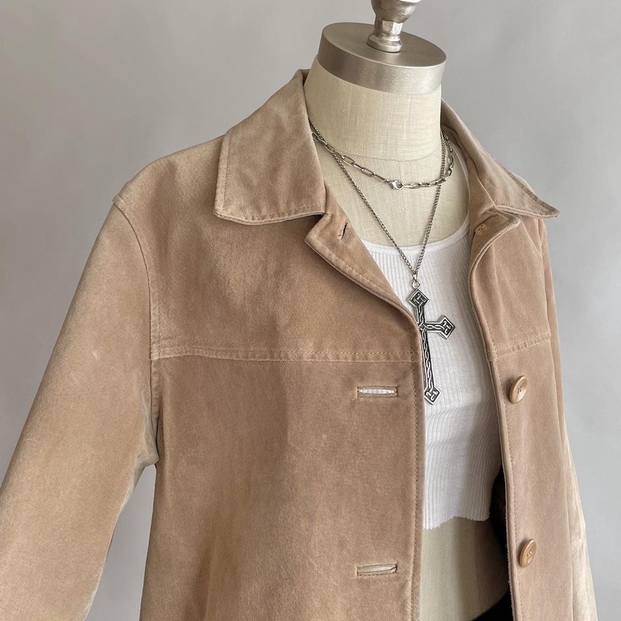 Long Tan Leather Jacket Vintage 90s Moda Int. long... - Depop