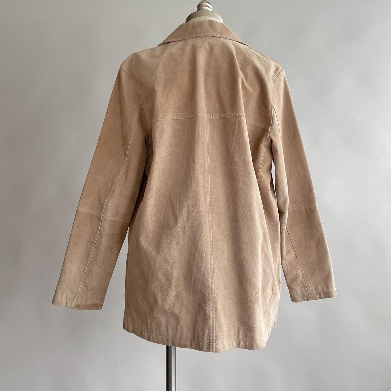 Long Tan Leather Jacket Vintage 90s Moda Int. long... - Depop