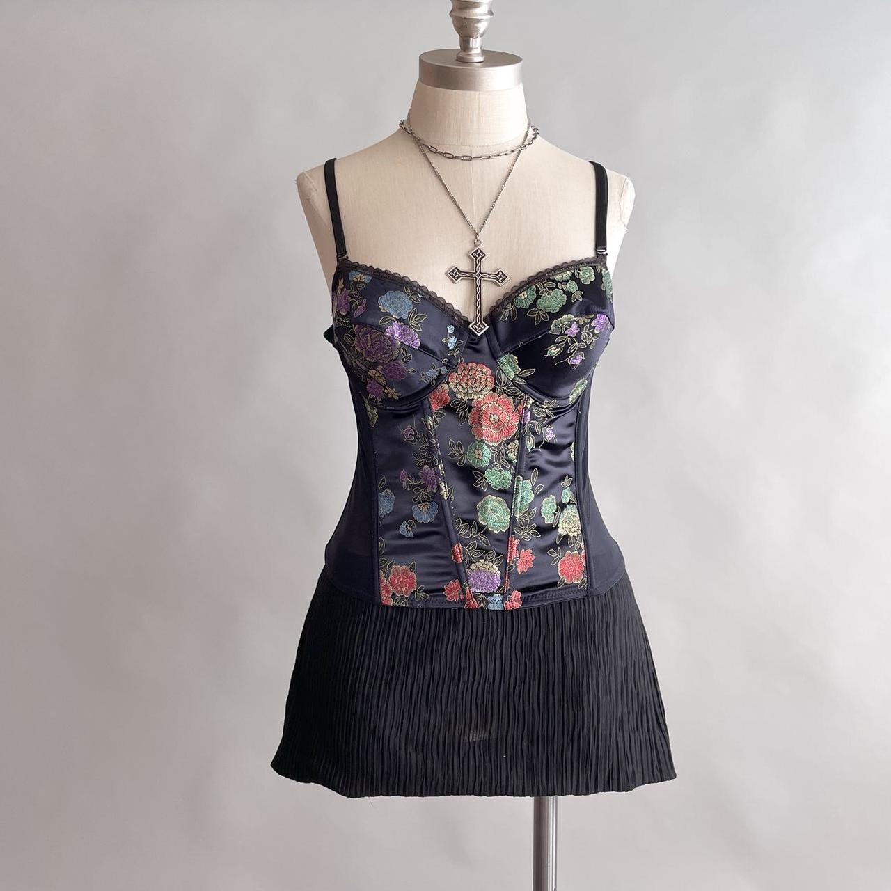 Black Embroidered Bustier Top Lovely coquette black... - Depop