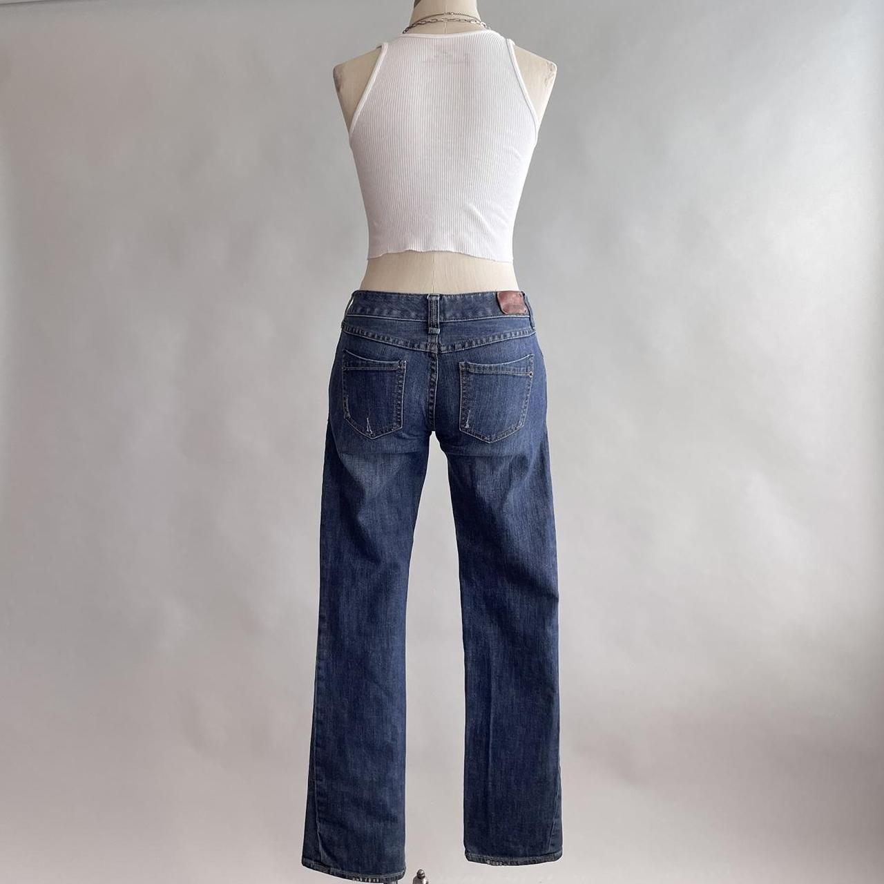 Dark Distressed Bootcut Jeans 2000s dark blue... - Depop