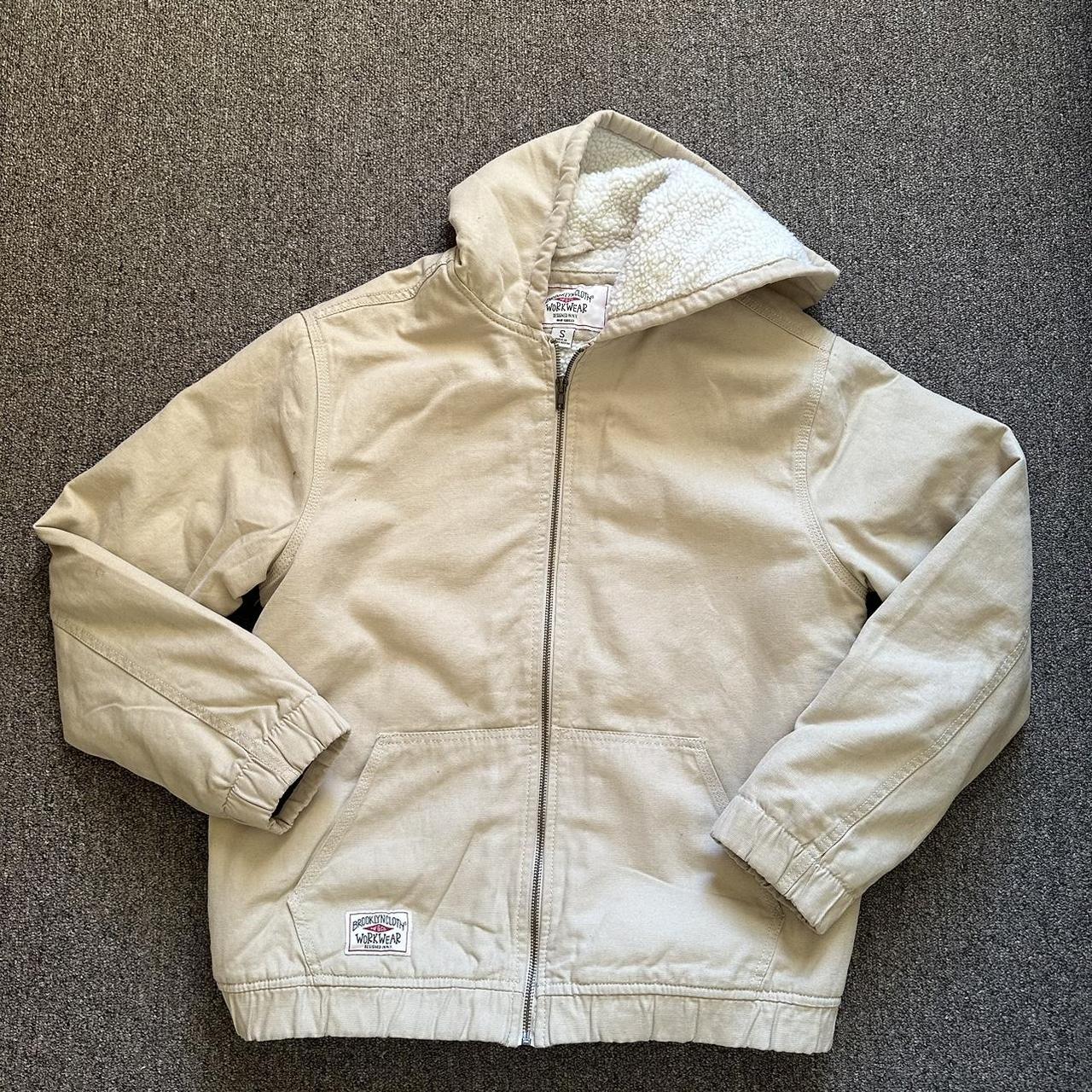 cream jacket with hood , reminds me of a carhartt... - Depop