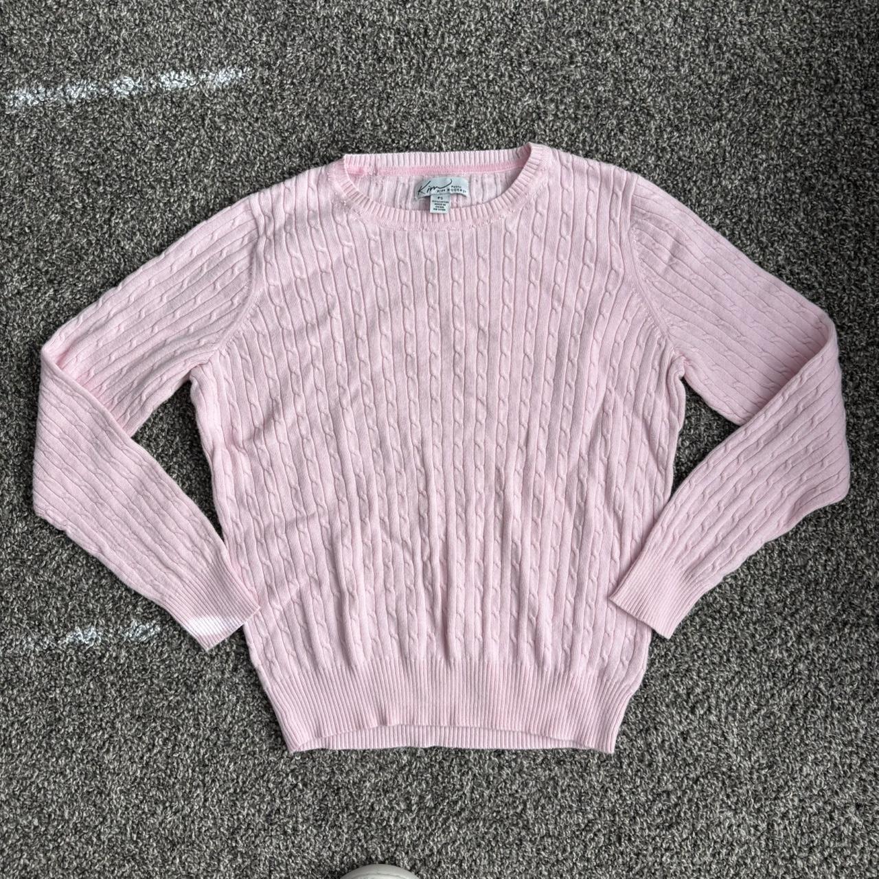 Pink cable knit sweater - Size XSmall/ Small ... - Depop