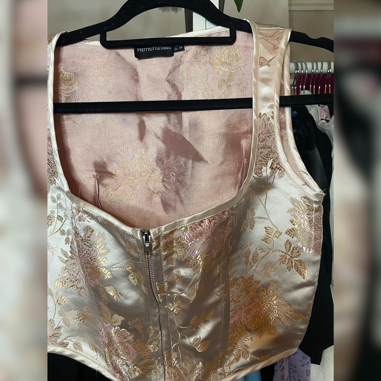 Pink Satin Corset Top Worn Once Great Condition Depop