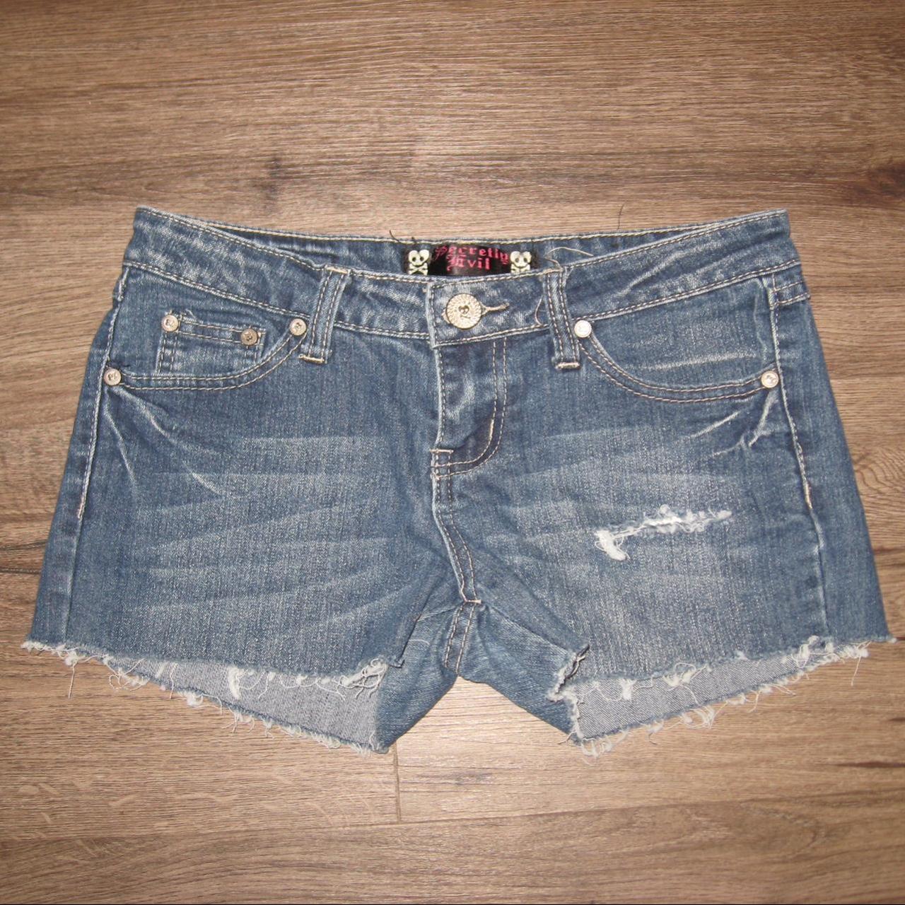 Secretly Evil distressed booty shorts. No stains. - Depop