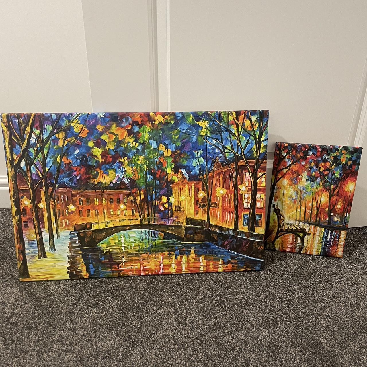Set of 2 multi-coloured oil paintings #oilpainting - Depop