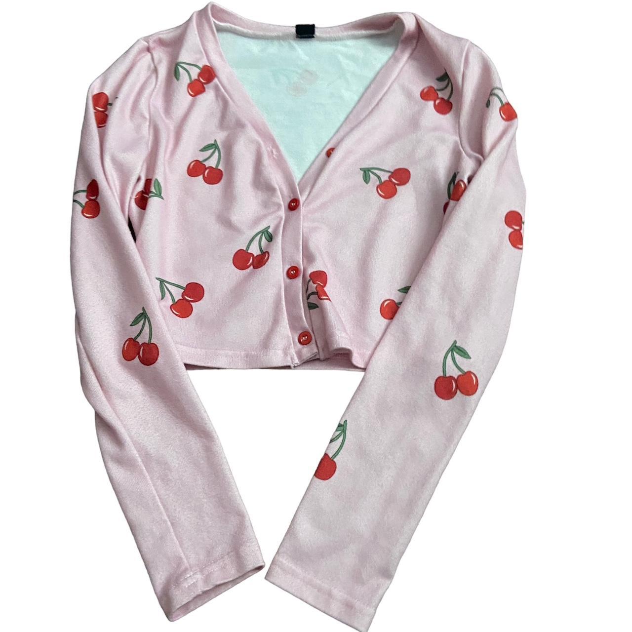 Cute cherry cardigan #cherry #cutecore #pink... - Depop