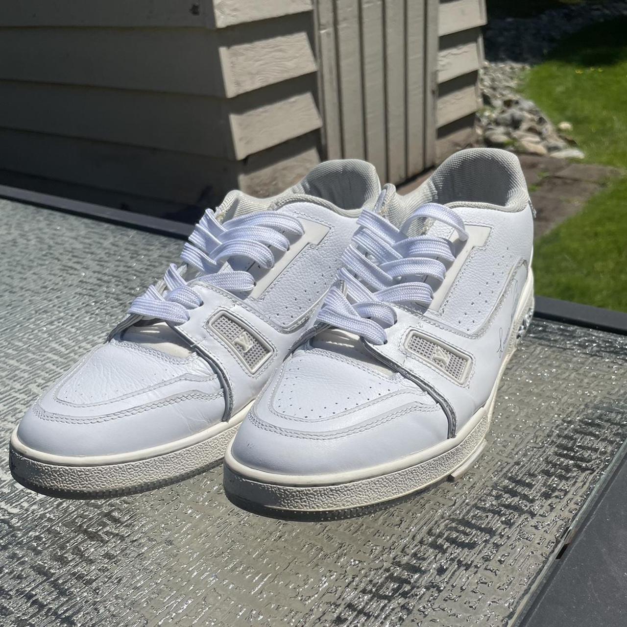Louis Vuitton Men's White and Cream Trainers | Depop