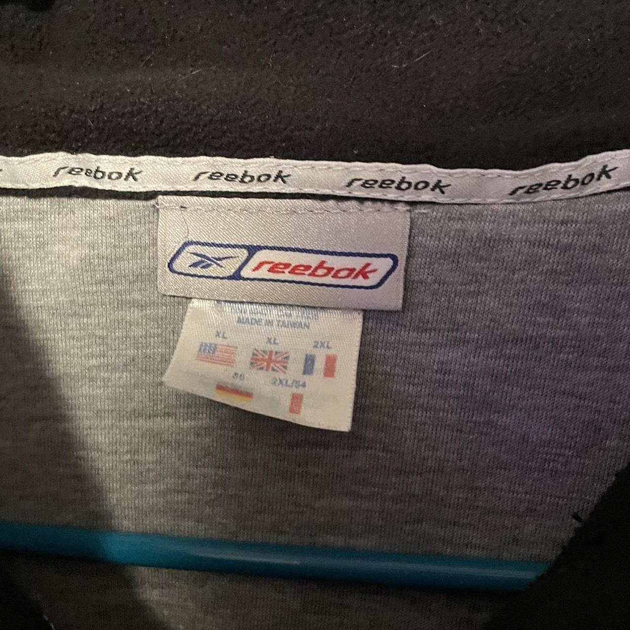 VIINTAGE NAVY BLUE AND BLACK REEBOK NYLON JACKET - Depop